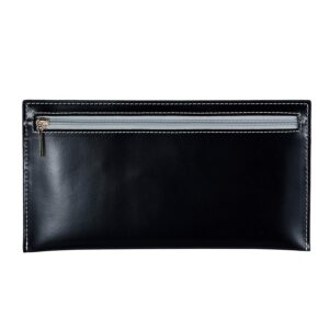 banuce leather long thin and slim wallet for women coin purse and cash wallet with zipper black