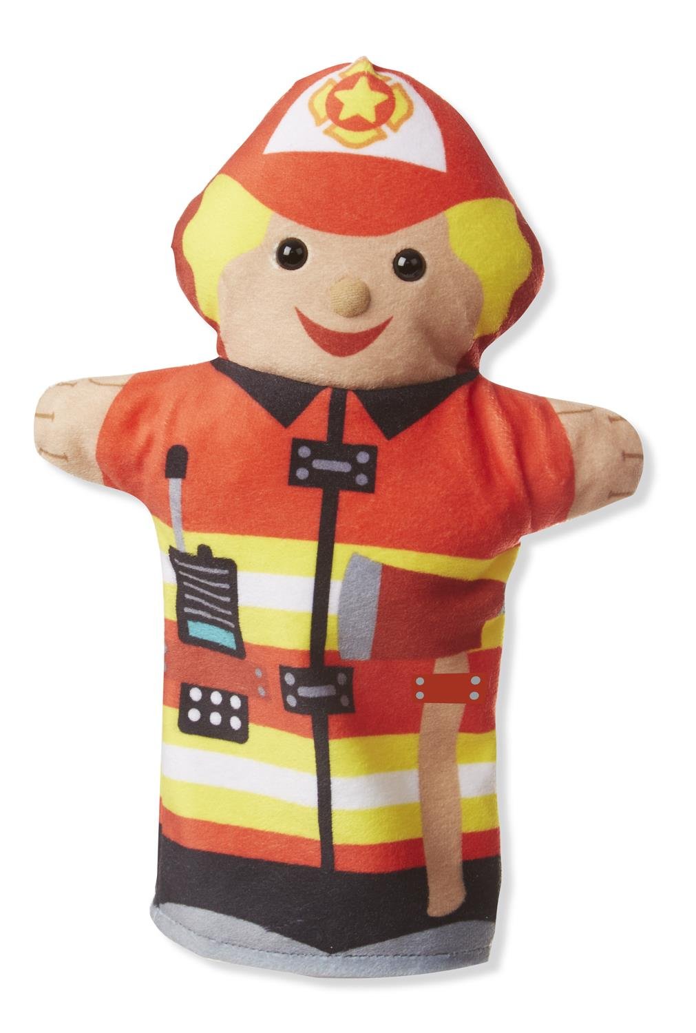 Melissa & Doug Jolly Helpers Hand Puppets (Set of 4) - Construction Worker, Doctor, Police Officer, and Firefighter - Role Play Hand Puppets, Soft Hand Puppets For Toddlers Ages 2+