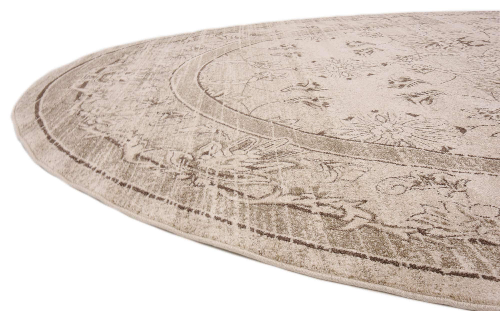 Unique Loom La Jolla Collection Botanical, Contemporary, Traditional, Rustic, Border Area Rug, 12' 2" Round, Ivory/Beige