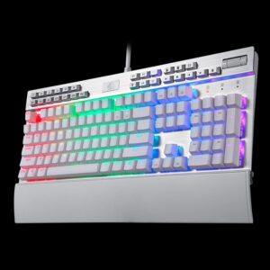 Redragon K550 Mechanical Gaming Keyboard, RGB LED Backlit with Brown Switches, Macro Recording, Wrist Rest, Volume Control, Full Size, Yama, USB Passthrough for Windows PC Gamer (White)