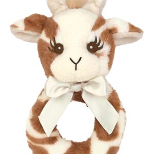 Bearington Collection Baby Lil’ Patches, 5.5 Inch Giraffe Plush Stuffed Animal Baby Rattle, Newborn Toys, Giraffe Baby Stuff