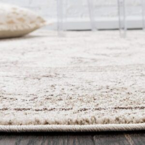 Unique Loom La Jolla Collection Botanical, Contemporary, Traditional, Rustic, Border Area Rug, 12' 2" Round, Ivory/Beige