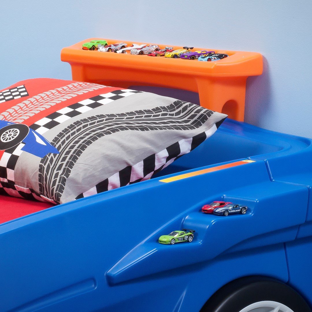 Step2 733538854691 Hot Wheels Toddler to Twin Bed with Lights Vehicle, Blue, Red, Orange