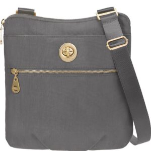 baggallini hanover travel crossbody bag gold hardware, charcoal, one size