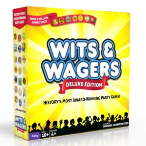 north star games wits & wagers deluxe board game award winning trivia game - 4+ players - ultimate party game for family, teens and adults.