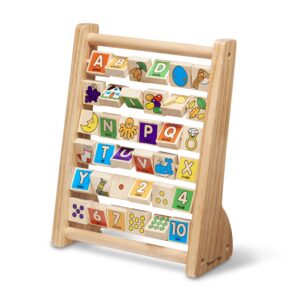 melissa & doug abc-123 abacus - classic wooden educational toy, 2 + years with 36 letter and number tiles