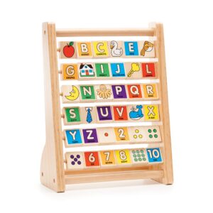 Melissa & Doug ABC-123 Abacus - Classic Wooden Educational Toy, 2 + years With 36 Letter and Number Tiles