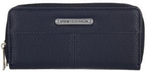 new stone mountain wallet & checkbook purse bag genuine leather navy 2 piece