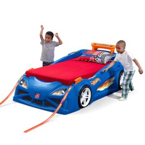 Step2 733538854691 Hot Wheels Toddler to Twin Bed with Lights Vehicle, Blue, Red, Orange