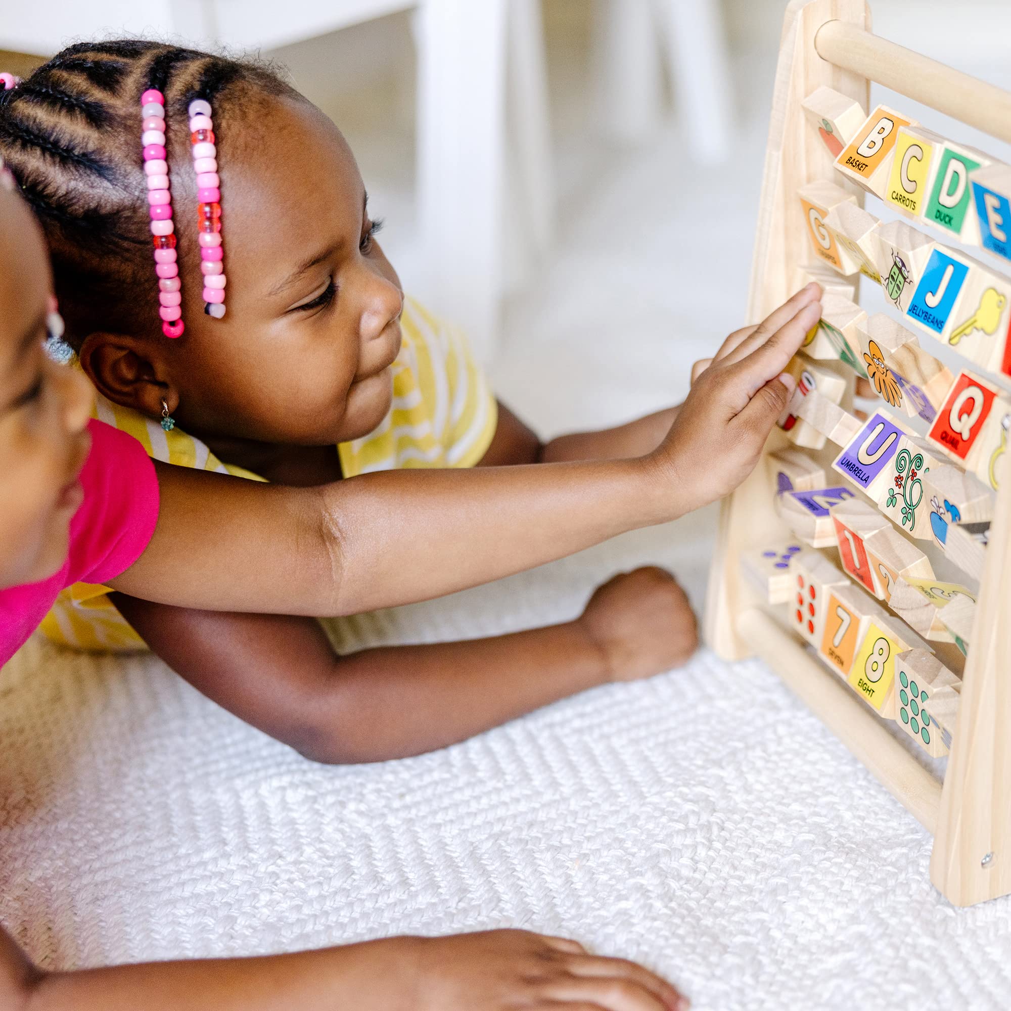 Melissa & Doug ABC-123 Abacus - Classic Wooden Educational Toy, 2 + years With 36 Letter and Number Tiles