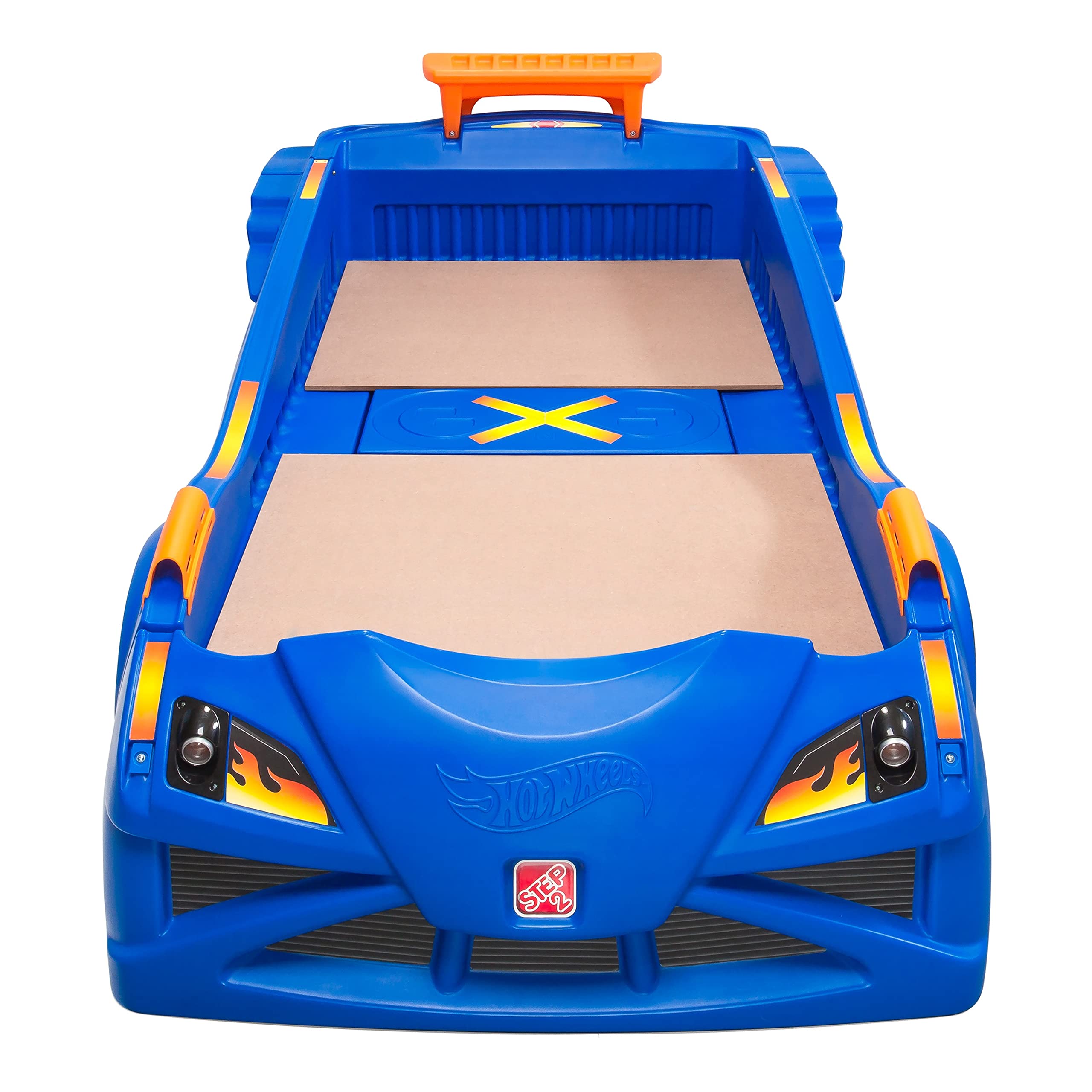 Step2 733538854691 Hot Wheels Toddler to Twin Bed with Lights Vehicle, Blue, Red, Orange