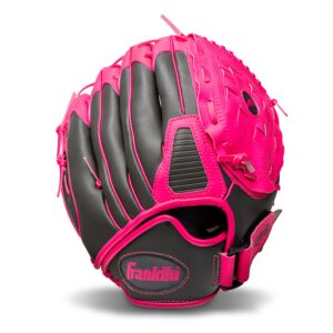 franklin sports kids baseball gloves - rtp child's tee ball glove + ball set - boys + girls tee ball mitt - kid + toddler - right hand throw - pink - 10.5"