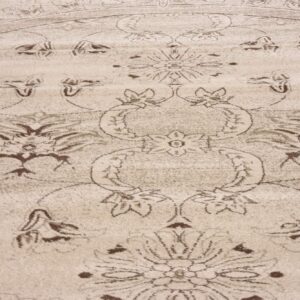 Unique Loom La Jolla Collection Botanical, Contemporary, Traditional, Rustic, Border Area Rug, 12' 2" Round, Ivory/Beige