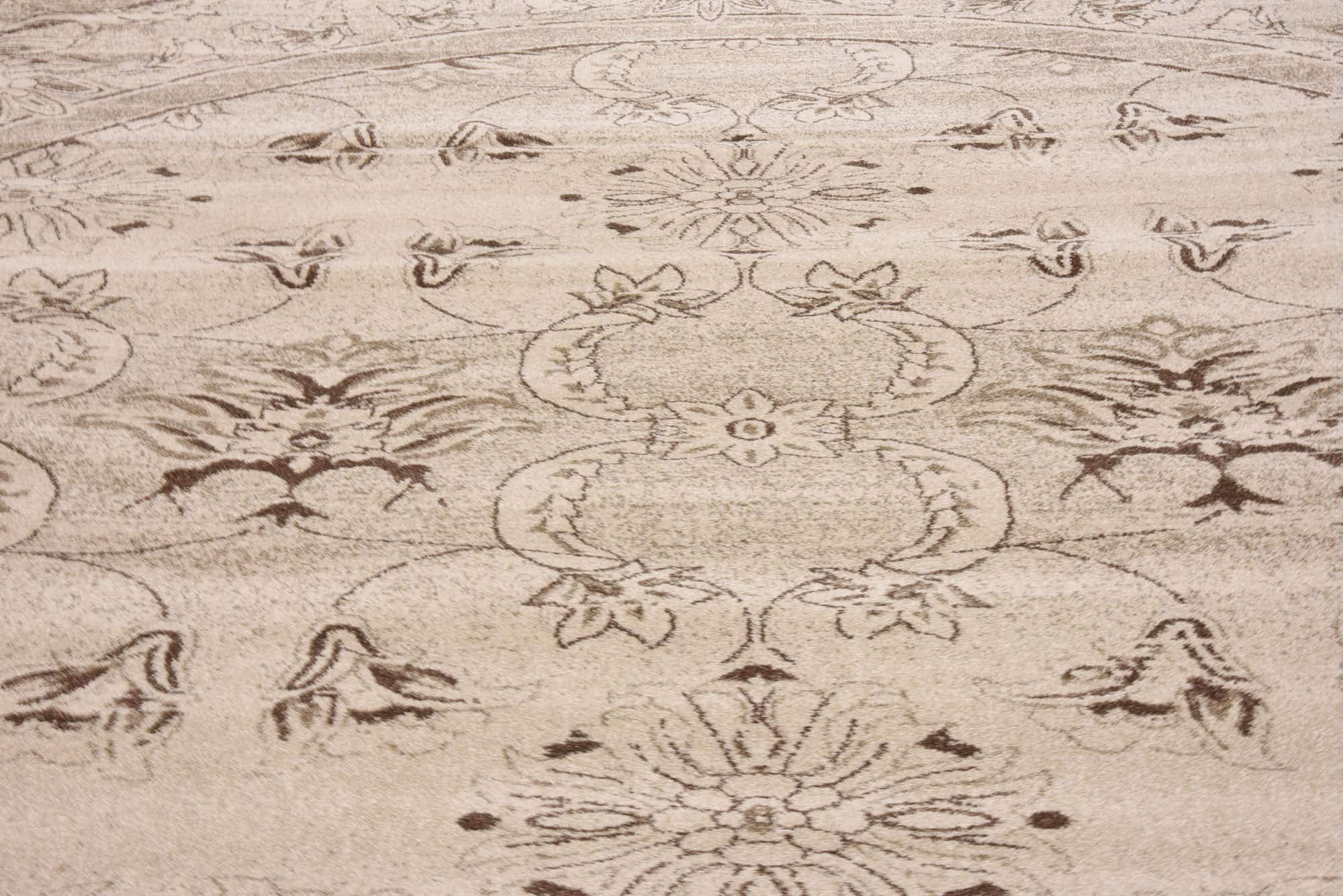 Unique Loom La Jolla Collection Botanical, Contemporary, Traditional, Rustic, Border Area Rug, 12' 2" Round, Ivory/Beige