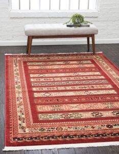 unique loom fars collection area rug - pasadena (3' 3" x 5' 3" rectangle, rust red/ black)