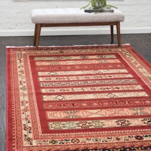 Unique Loom Fars Collection Area Rug - Pasadena (3' 3" x 5' 3" Rectangle, Rust Red/ Black)