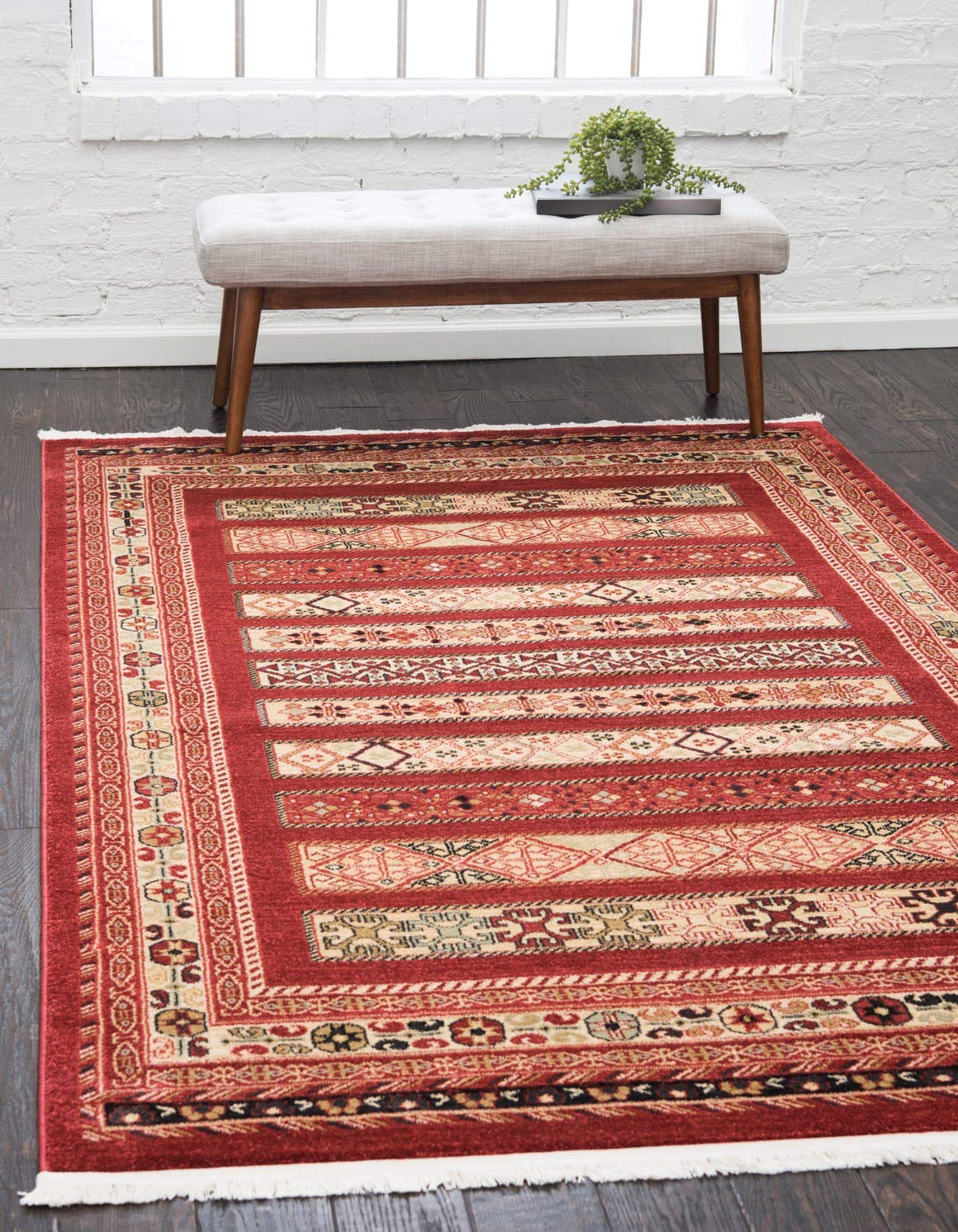 Unique Loom Fars Collection Area Rug - Pasadena (3' 3" x 5' 3" Rectangle, Rust Red/ Black)