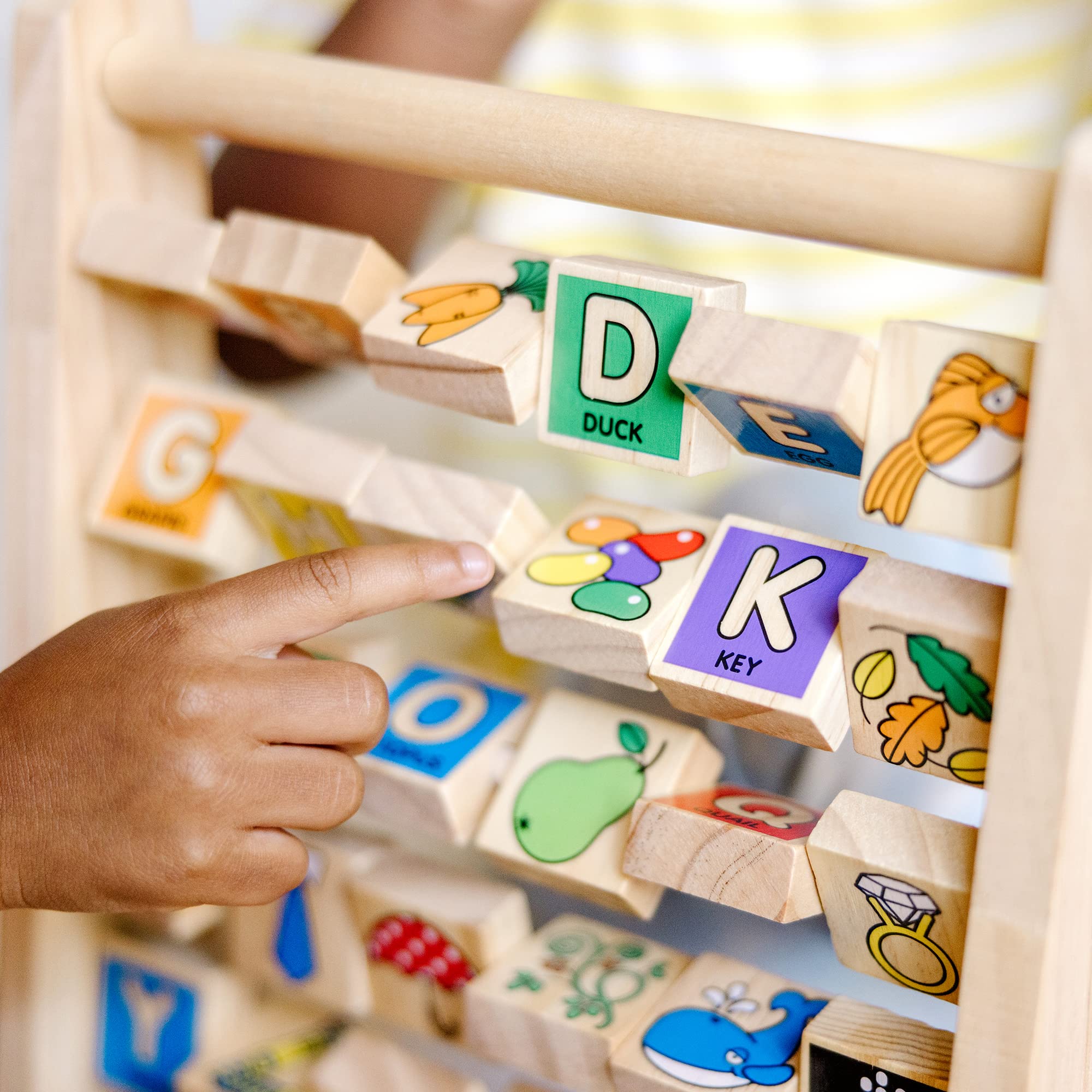 Melissa & Doug ABC-123 Abacus - Classic Wooden Educational Toy, 2 + years With 36 Letter and Number Tiles