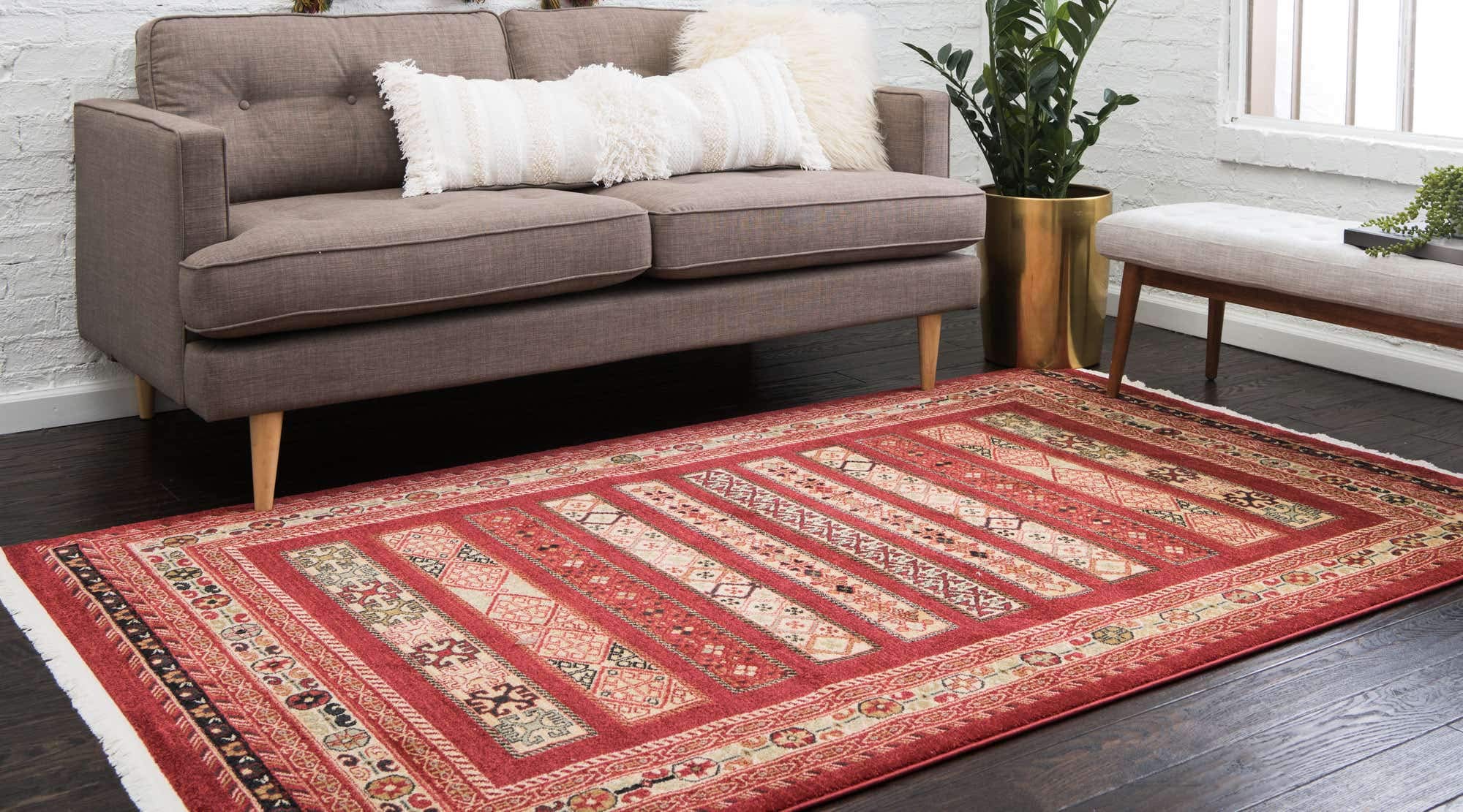 Unique Loom Fars Collection Area Rug - Pasadena (3' 3" x 5' 3" Rectangle, Rust Red/ Black)