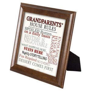 Cottage Garden Grandparents' House Rules 12 x 12 Woodgrain Framed Wall Art Plaque