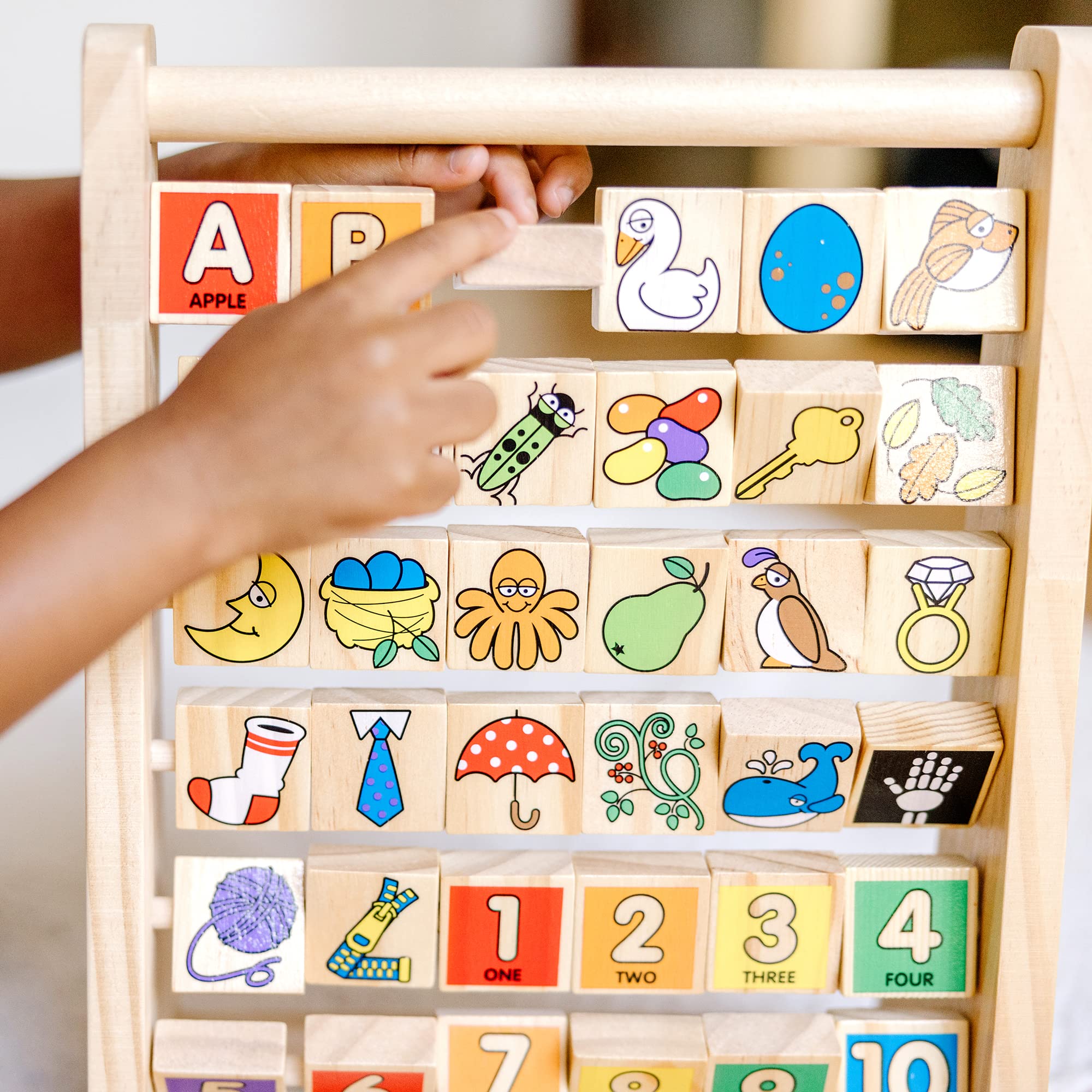 Melissa & Doug ABC-123 Abacus - Classic Wooden Educational Toy, 2 + years With 36 Letter and Number Tiles