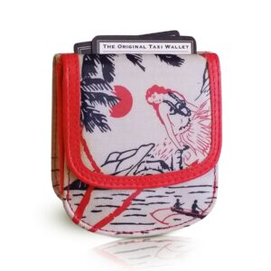 taxi wallet® - tw94-vintage hawaii - soft faux pleather - compact, front pocket folding wallet - for cards, coins, bills, id (men & women)