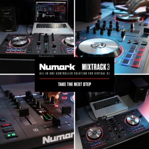 Numark Mixtrack 3 | All-In-One 2-Deck DJ Controller for Serato DJ Including an Long-Throw Pitch Faders, 5-inch High Resolution Jog Wheels and Virtual DJ LE & Prime Loops Remix Tool Kit