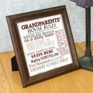 Cottage Garden Grandparents' House Rules 12 x 12 Woodgrain Framed Wall Art Plaque