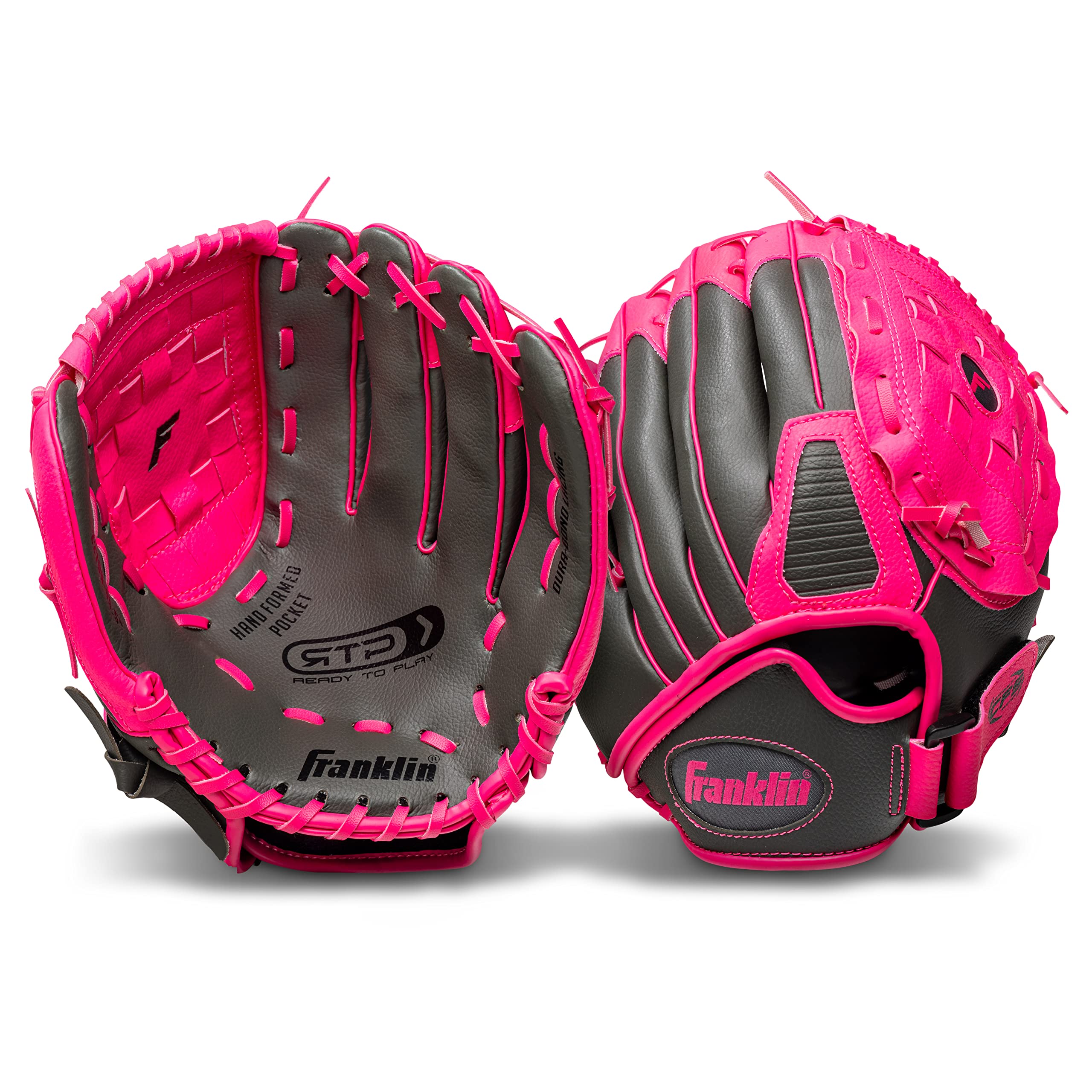 Franklin Sports Kids Baseball Gloves - RTP Child's Tee Ball Glove + Ball Set - Boys + Girls Tee Ball Mitt - Kid + Toddler - Right Hand Throw - Pink - 10.5"