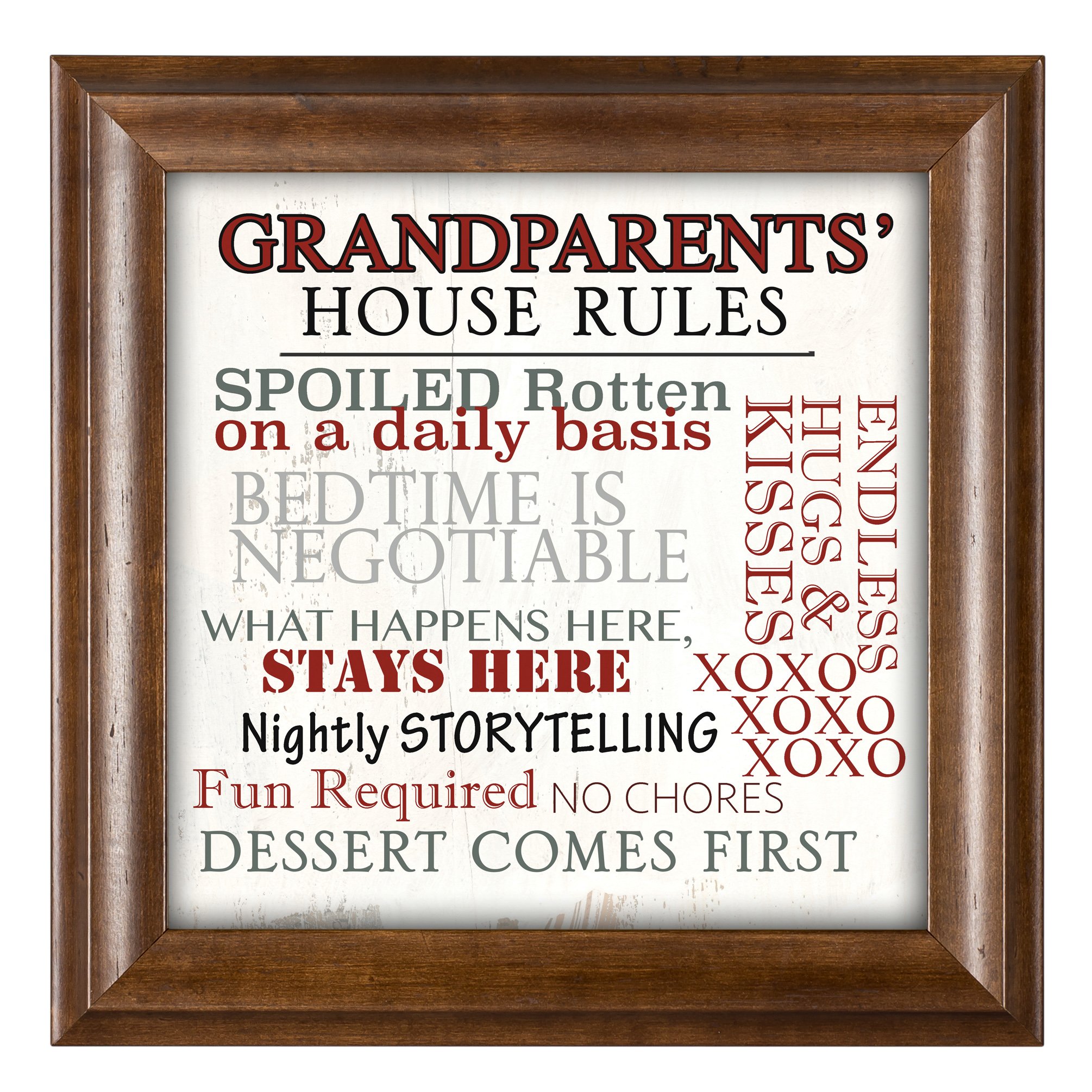 Cottage Garden Grandparents' House Rules 12 x 12 Woodgrain Framed Wall Art Plaque