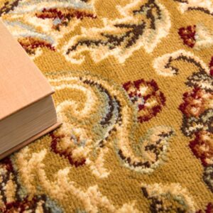 Unique Loom Voyage Collection Traditional Oriental Classic Intricate Border Design Area Rug, 9' 0" x 12' 0", Gold/Brown