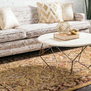 Unique Loom Voyage Collection Traditional Oriental Classic Intricate Border Design Area Rug, 9' 0" x 12' 0", Gold/Brown