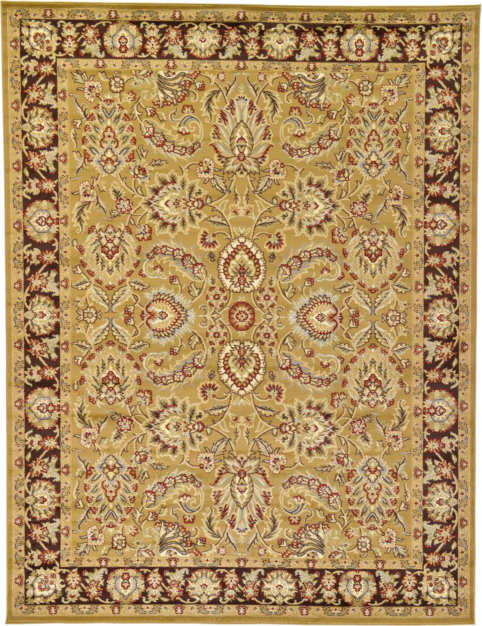 Unique Loom Voyage Collection Traditional Oriental Classic Intricate Border Design Area Rug, 9' 0" x 12' 0", Gold/Brown