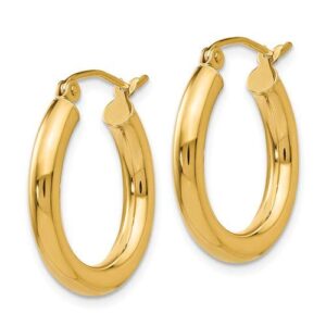 14K Yellow Gold Thick Tube Hoop Earrings w/Click-Down Clasp, (3mm Tube) (20mm)