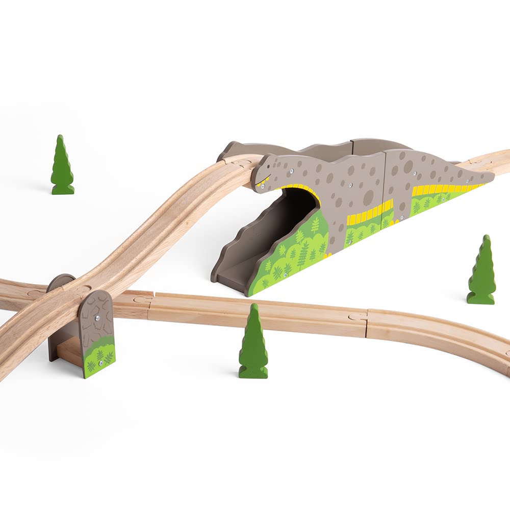 Bigjigs Rail Bronto Riser - Dinosaur Train Set Accessory, Wooden Train Track & Accessories, Railway Toys & Trains for Kids, Age 3+ Years, Train Not Included