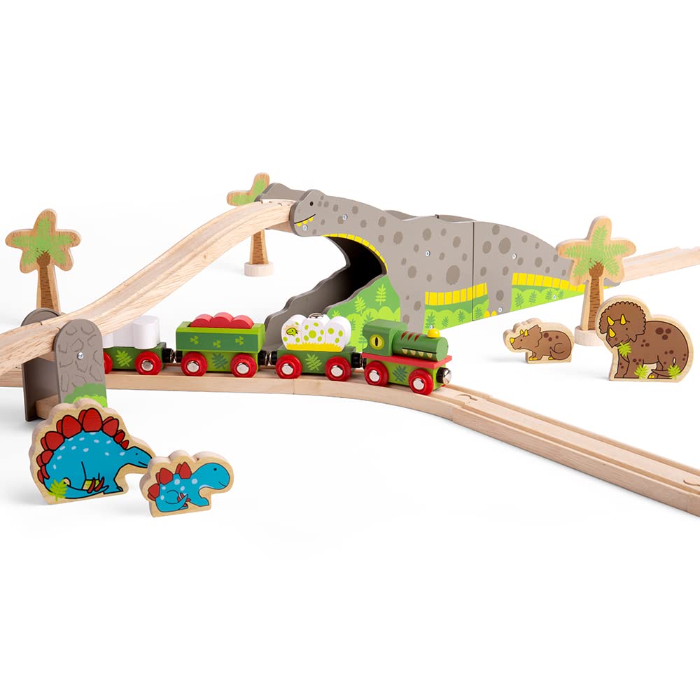 Bigjigs Rail Bronto Riser - Dinosaur Train Set Accessory, Wooden Train Track & Accessories, Railway Toys & Trains for Kids, Age 3+ Years, Train Not Included