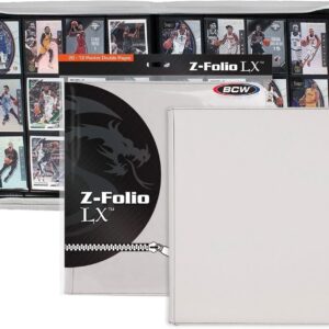 BCW Z-Folio LX Zipper Portfolio - Premium White Leatherette 12-Pocket Playset Album - Secure Zipper - 480 Card Capacity - Card Collector's Dream - Card Organizer - Trading Card Storage