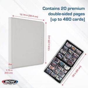 BCW Z-Folio LX Zipper Portfolio - Premium White Leatherette 12-Pocket Playset Album - Secure Zipper - 480 Card Capacity - Card Collector's Dream - Card Organizer - Trading Card Storage