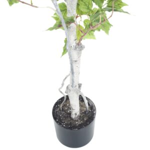 Pure Garden Birch Artificial Tree - 60-Inch Potted Faux Plant with Natural Looking Leaves for Office or Home Decor - Realistic Indoor Fake Plants