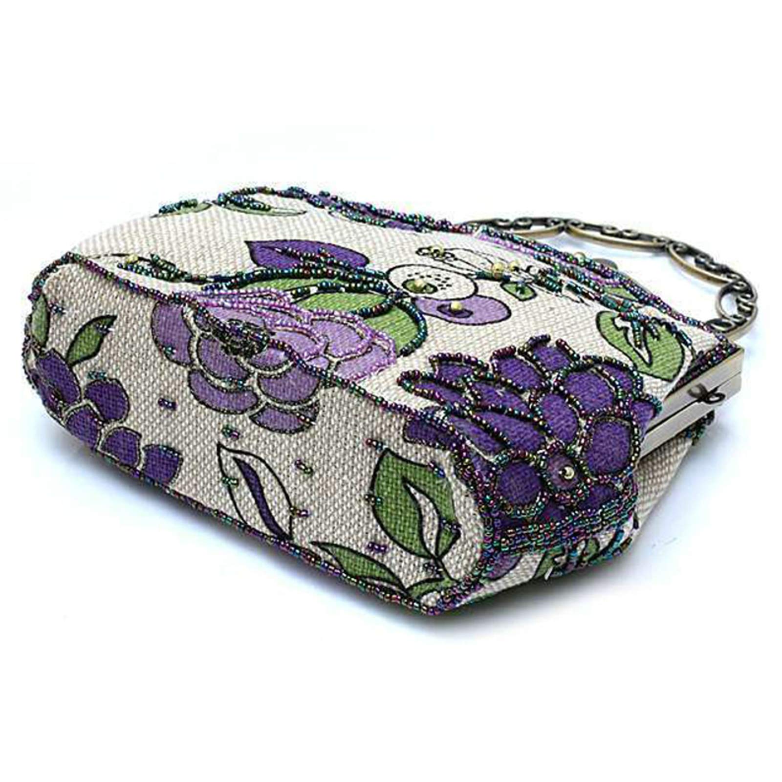 ilishop Women's Vintage Luxury Printing Beaded Women Handbag Evening Bag (Purple)