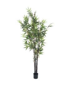 artificial japanese bamboo tree - 5-foot indoor or outdoor greenery accent with realistically variegated pvc leaves and 5-inch pot by pure garden