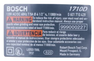 bosch parts 1601118f75 nameplate