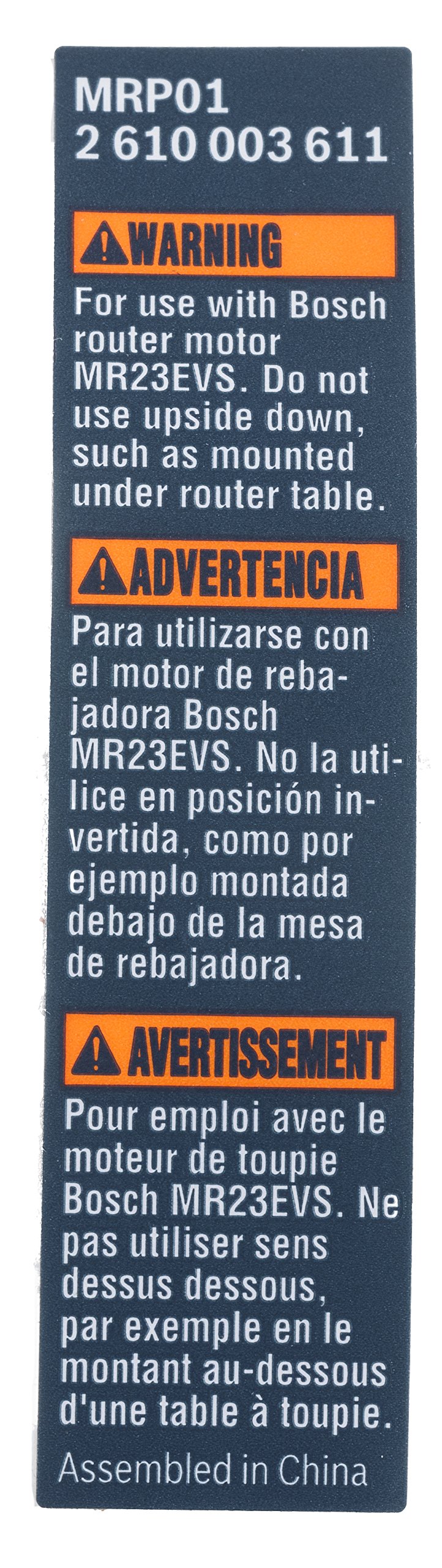 Bosch Parts 2610003479 Warning Label