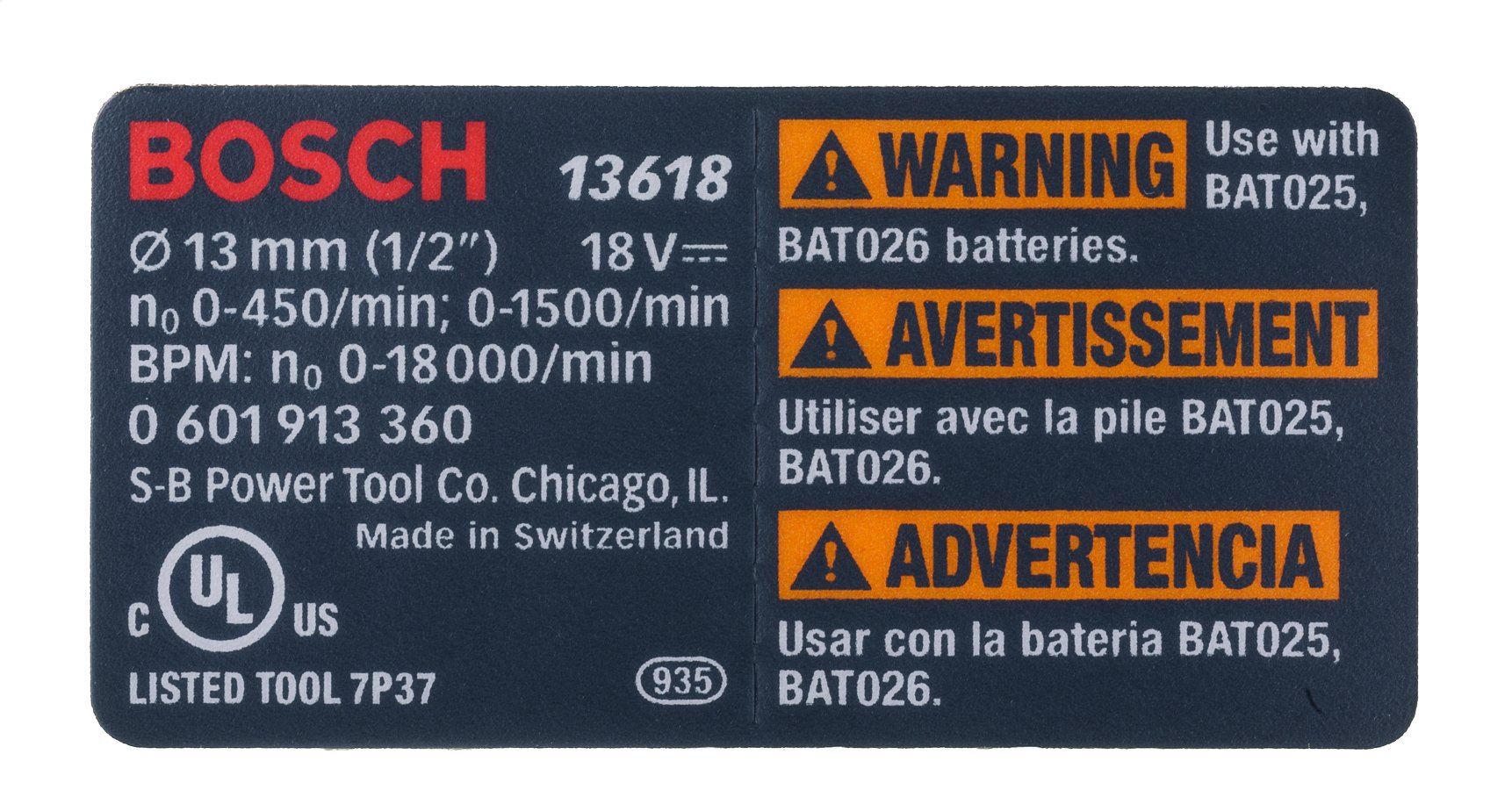 Bosch Parts 2601116214 Nameplate