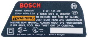 bosch parts 2609130133 nameplate