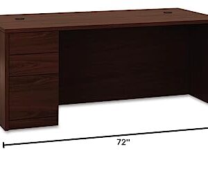 HON 105896LNN 10500 Series L Single Ped Desk, Left Full-Height Ped, 72 x 36, Mahogany