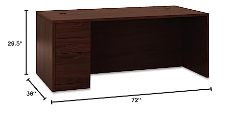 HON 105896LNN 10500 Series L Single Ped Desk, Left Full-Height Ped, 72 x 36, Mahogany