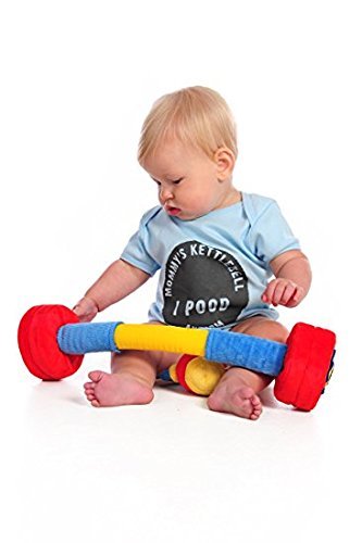 WOD Toys Baby Barbell Plush with Rattle & Sensory Sounds - Safe, Soft & Durable Workout, Exercise and Weightlifting Pretend Play Toys for Toddlers, Newborns, Infants and Babies Ages 0+