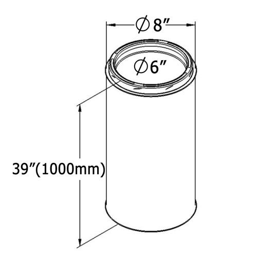 6" x 39" Class A, All Fuel, Double Wall, Insulated, Stainless Steel "Chimney Pipe" 6" Dia. x 39" Length