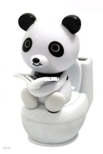 panda reading on the toilet solar toy home car decoration gift